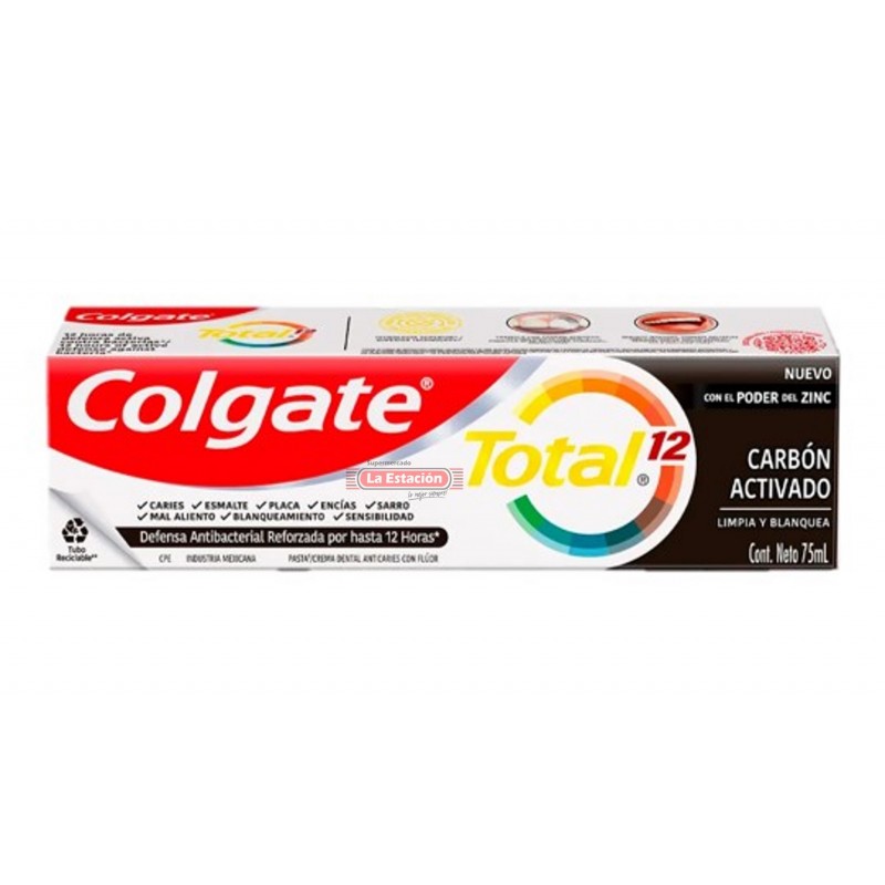 CREMA DENTAL COLGATE TOTAL CARBÓN ACTIVADO X 75 MILILITROS